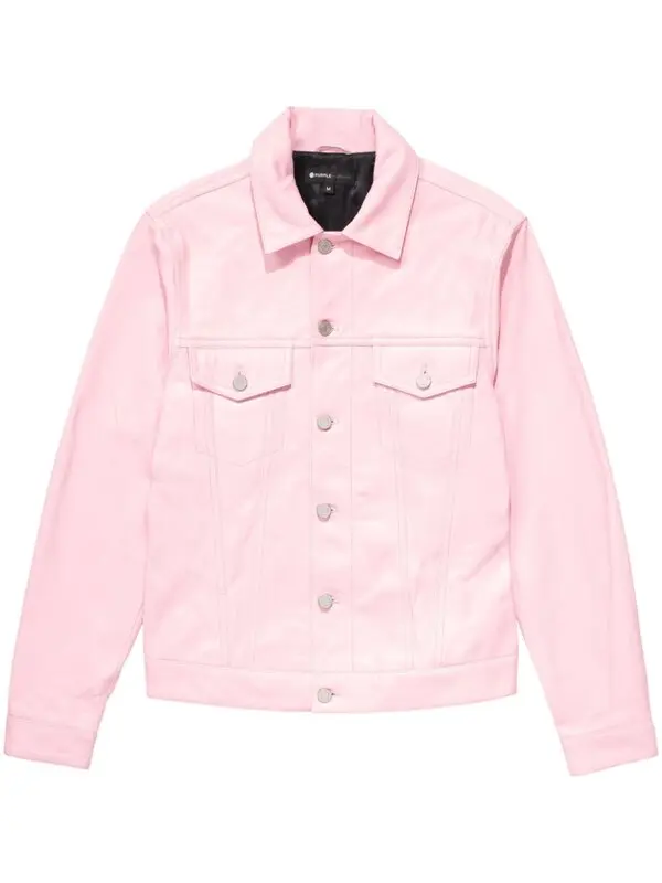 PURPLE BRAND Leather Trucker Jacket