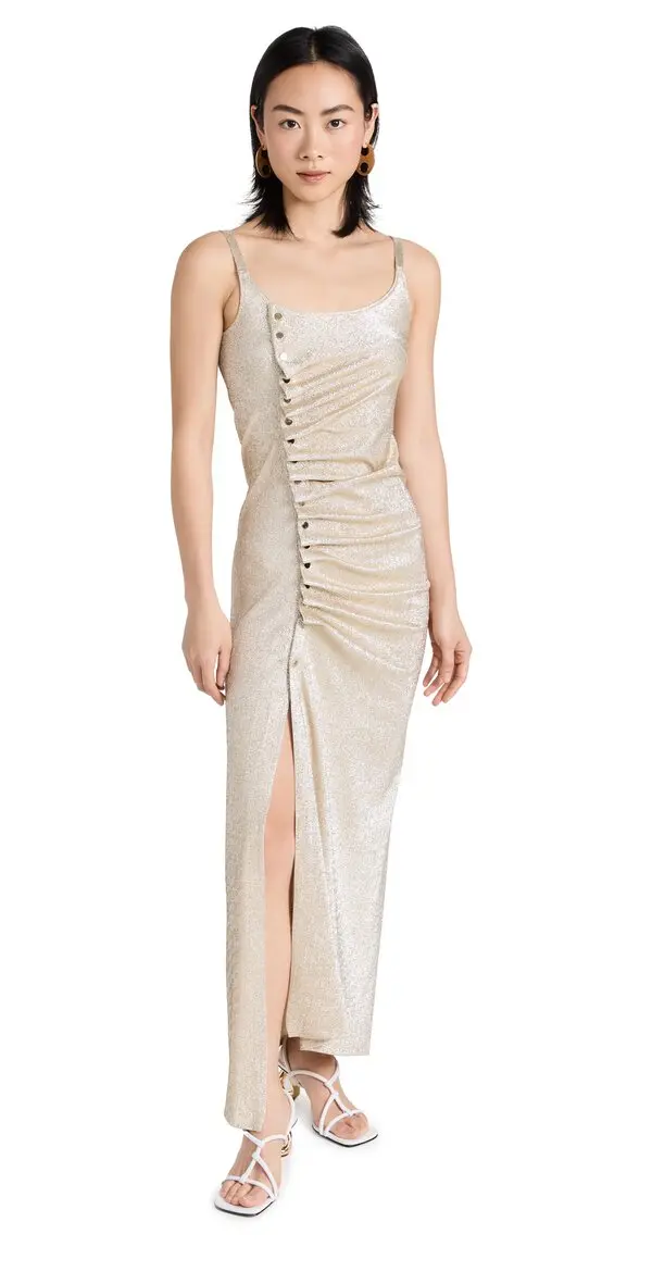 long sleeve green dress Solarium | DARK Green Long-Sleeve Maxi Dress With Gold Detail