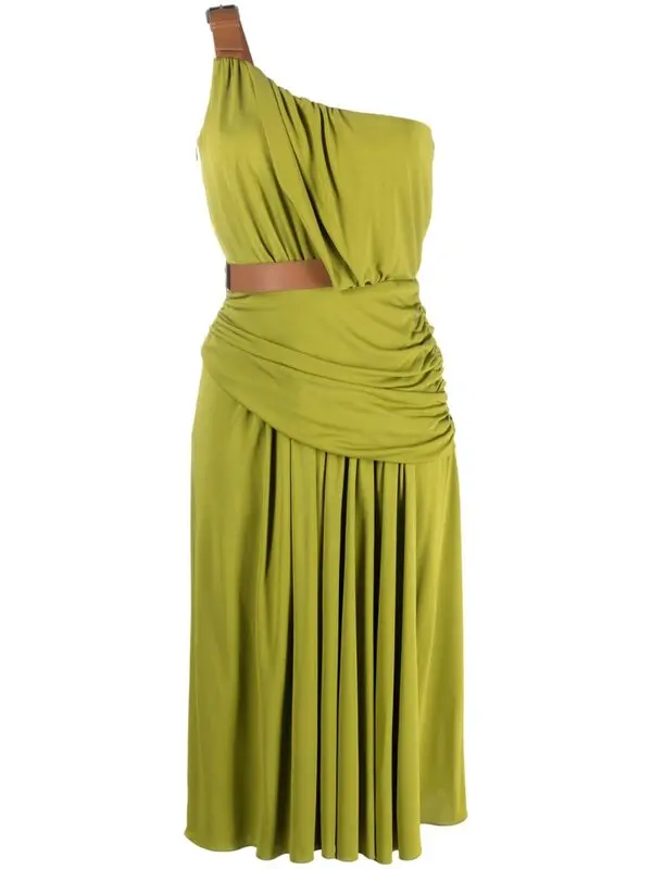 Alberta Ferretti One-shoulder Draped Midi Dress - Green
