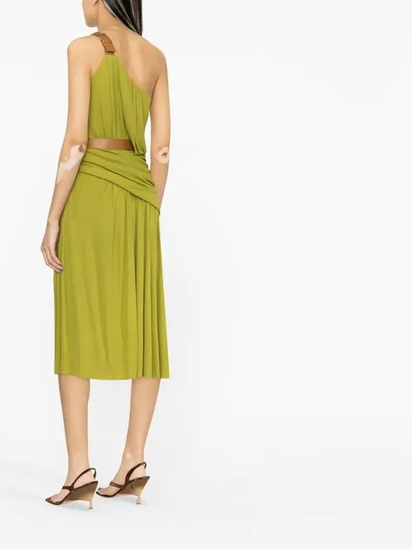 Alberta Ferretti One-shoulder Draped Midi Dress