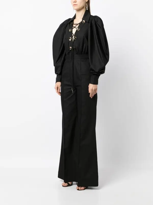 Elie Saab Oversized-eyelet Flared Jumpsuit