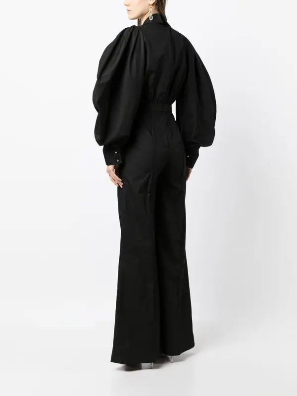 Elie Saab Oversized-eyelet Flared Jumpsuit