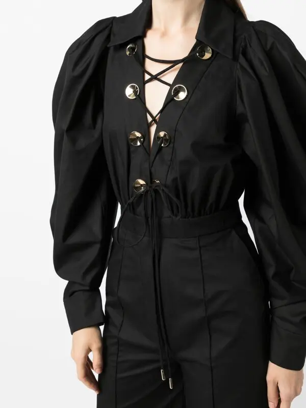 Elie Saab Oversized-eyelet Flared Jumpsuit
