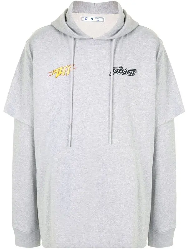 Off-White Cotton Hoodie - Grey