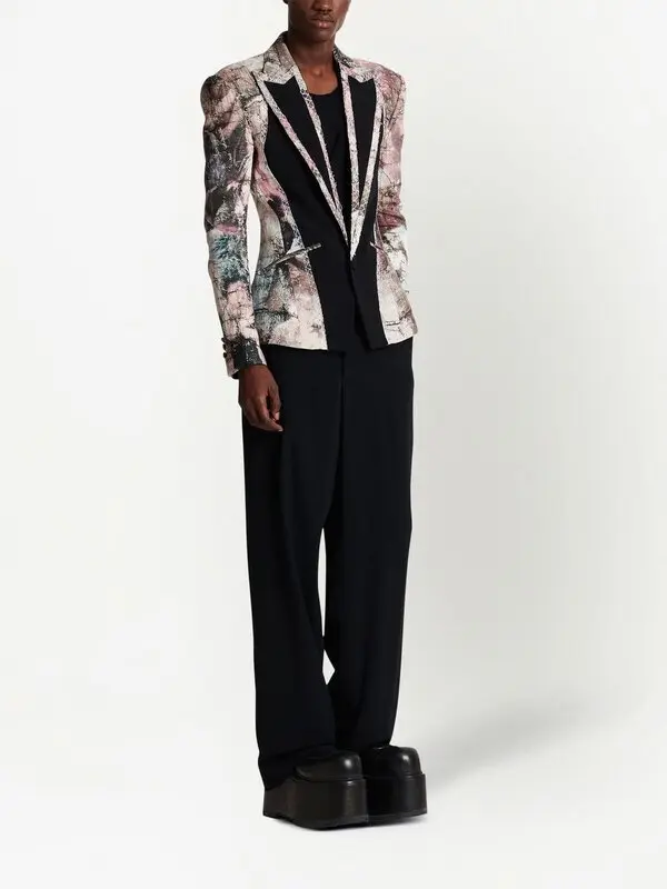 Balmain Abstract-print Linen Blazer