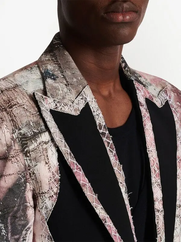 Balmain Abstract-print Linen Blazer