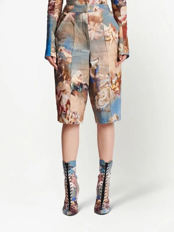 Balmain High-waisted Sky-print Shorts