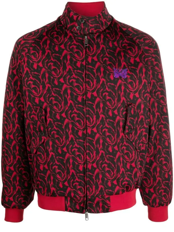 BARACUTA Graphic-pattern Jacket - Red