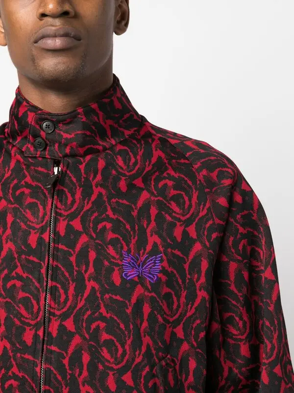 BARACUTA Graphic-pattern Jacket - Red