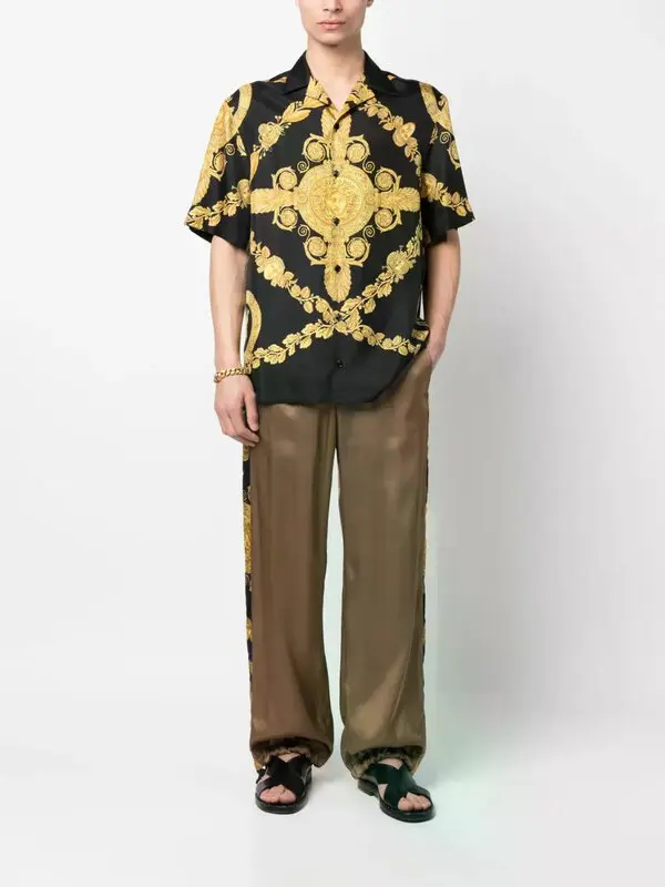 Versace Barocco-print Wide-leg Trousers