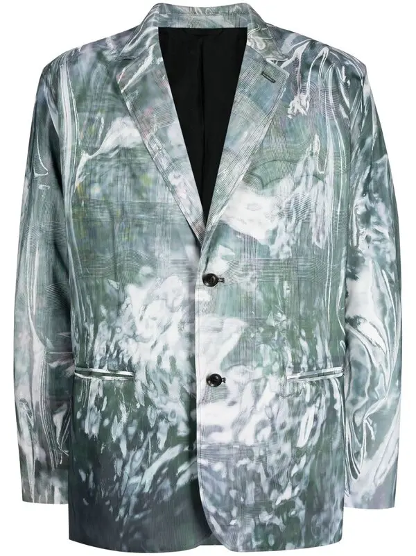 DOUBLET Abstract-print Single-breasted Blazer - Green