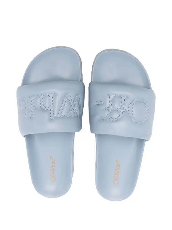 Off-White Logo-embroidery Leather Sliders