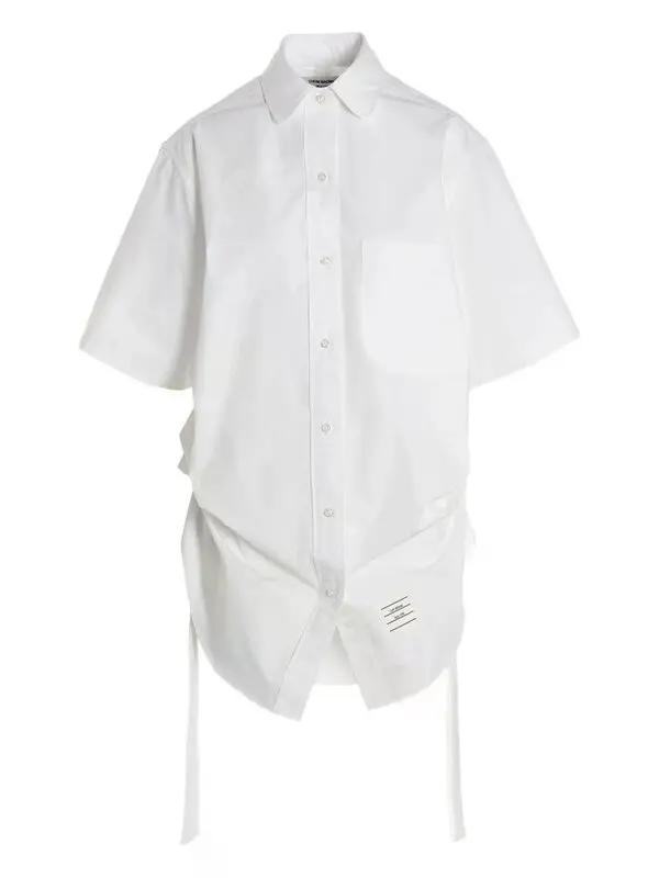 Thom Browne Heavy Poplin Gathered Shirt Dress - White