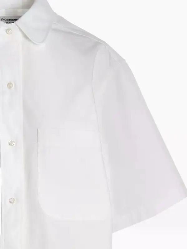 Thom Browne Heavy Poplin Gathered Shirt Dress - White