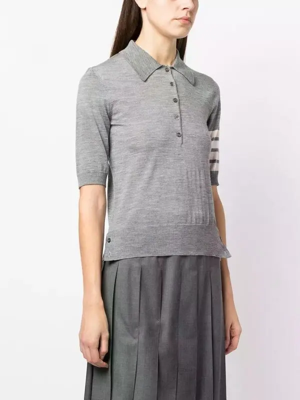 Thom Browne 4-bar Short-sleeve Polo Shirt - Grey