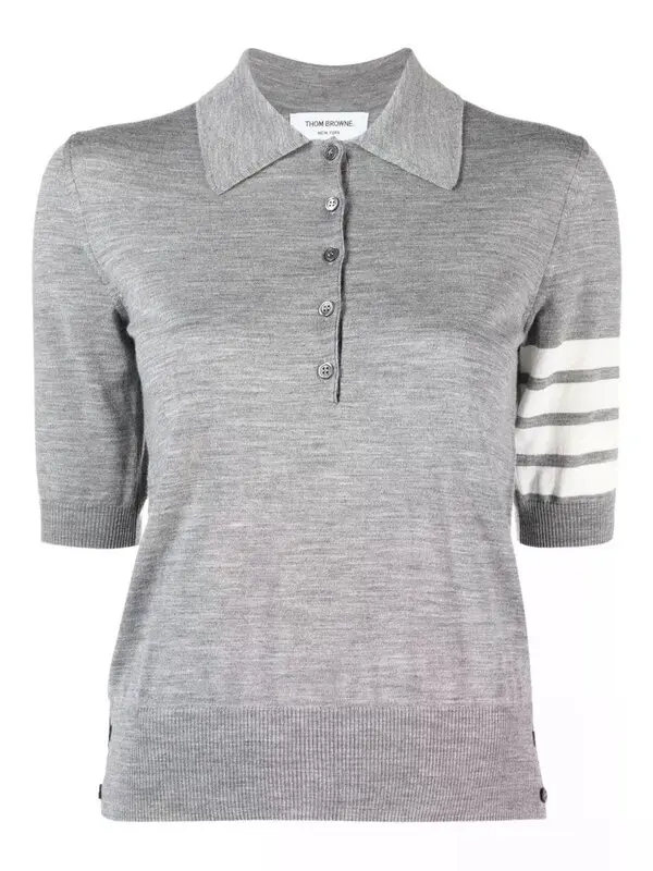 Thom Browne Wool 4-bar Relaxed Polo - Grey