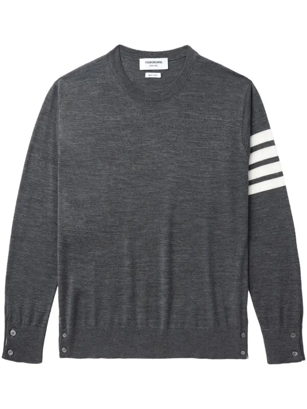 Thom Browne Fine Merino Wool 4-bar Pullover - Grey