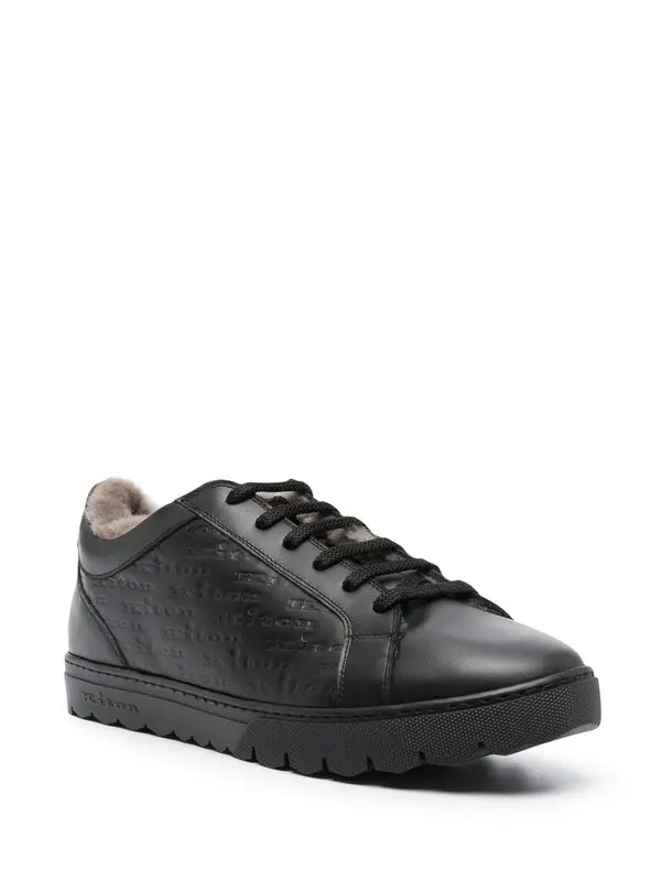 Kiton Logo-debossed Leather Sneakers