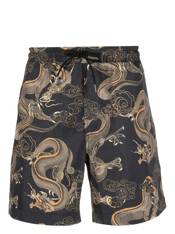 MAHARISHI Dragon-print Swim Shorts - Black