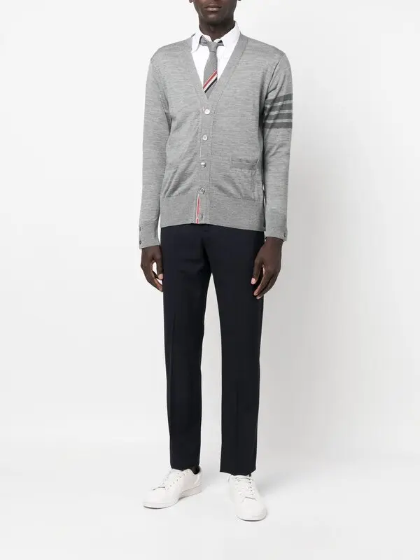 Thom Browne 4-bar V-neck Cardigan - Grey