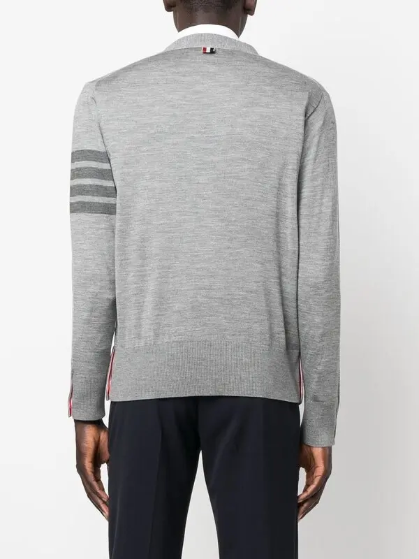 Thom Browne 4-bar V-neck Cardigan - Grey
