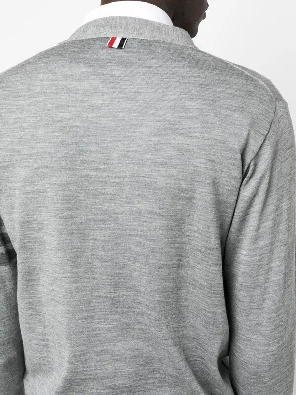 Thom Browne 4-bar V-neck Cardigan - Grey