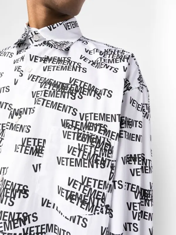 【VETEMENTS】LOGO PRINT OVERSIZED SHIRT Vetements Logo-Print Oversized Shirt In White - 73% Off | Editorialist