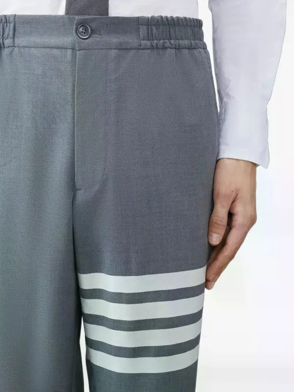 Thom Browne 4-bar Elasticated Ankles Trousers - Grey