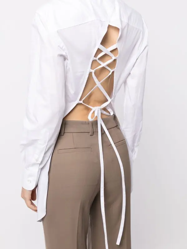 WOERA Lace-up Poplin Shirt