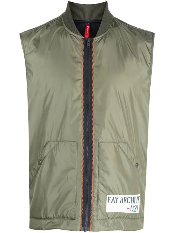 FAY Logo Patch Gilet - Green
