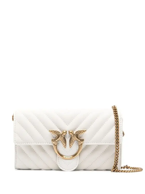 Pinko Love One Quilted Shoulder Bag - White