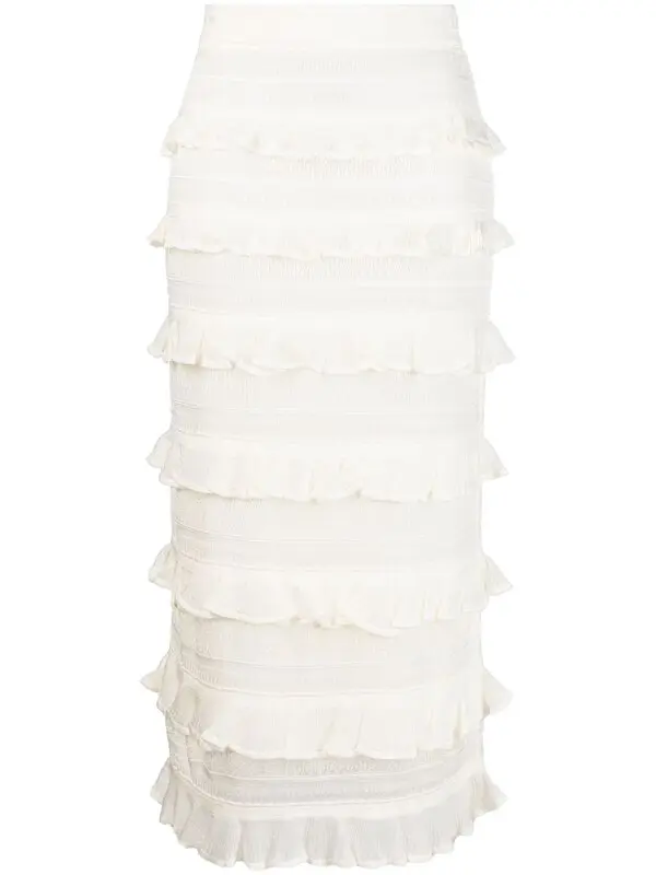 Zimmermann Wonderland Frill Ruffled Skirt - Neutrals