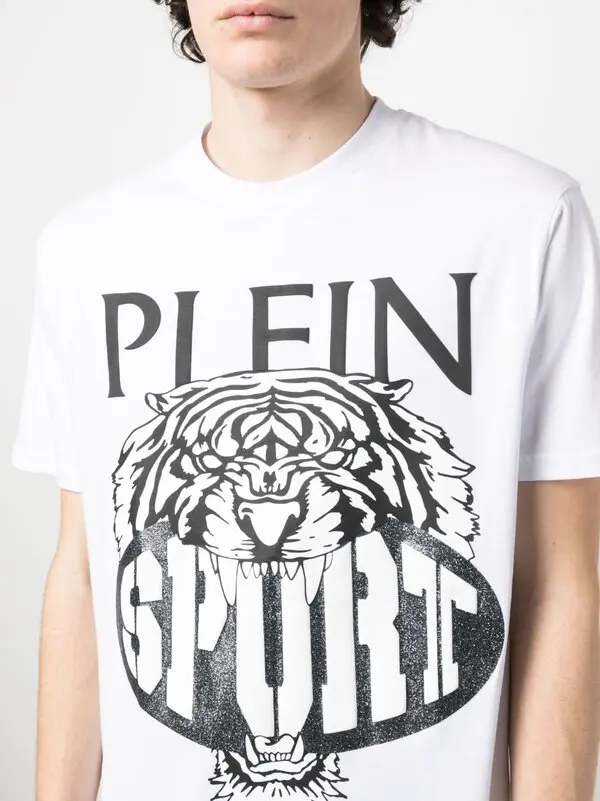 PLEIN SPORT Tiger Round Neck T-shirt - White