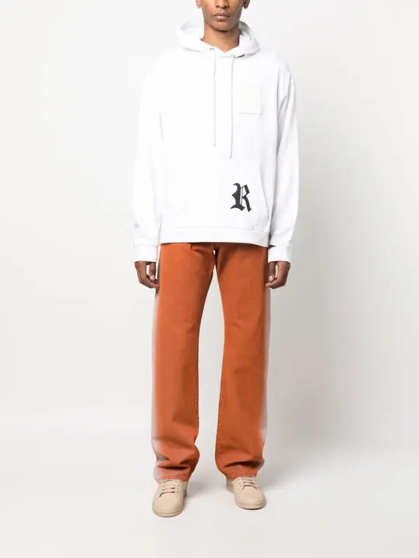 Raf Simons Logo Patch Ripped Hoodie