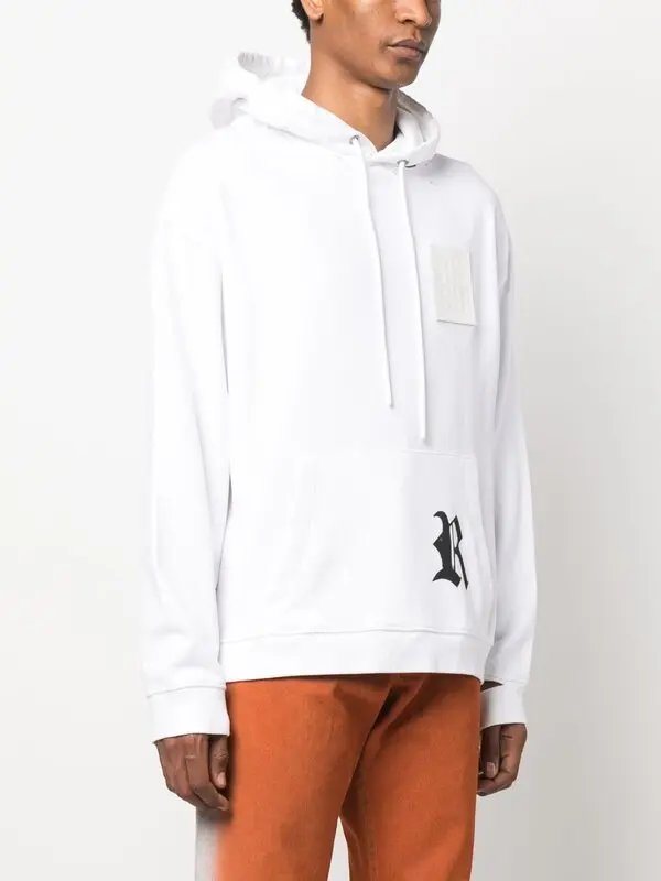 Raf Simons Logo Patch Ripped Hoodie