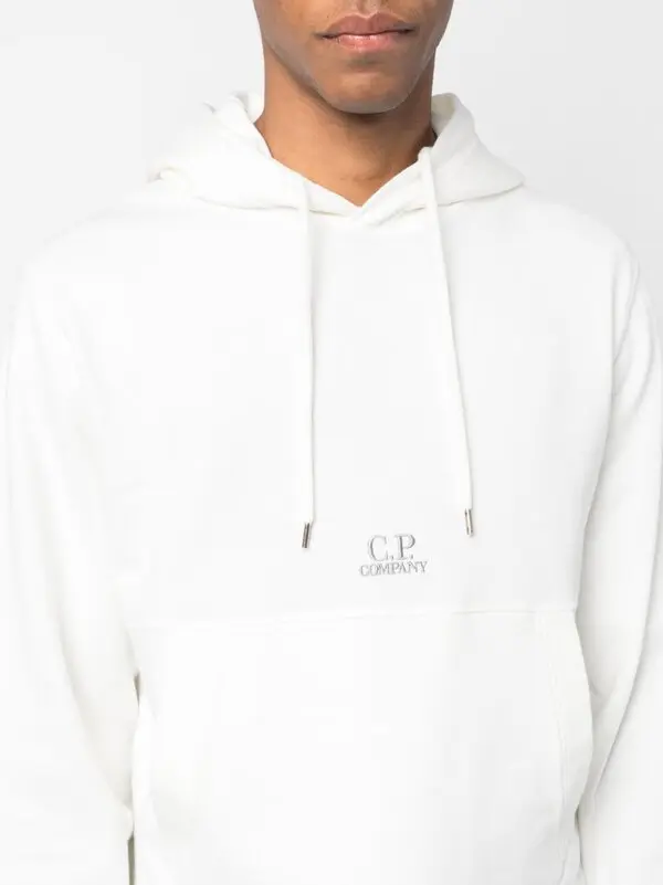 C.P. COMPANY Logo Embroidered Cotton Hoodie
