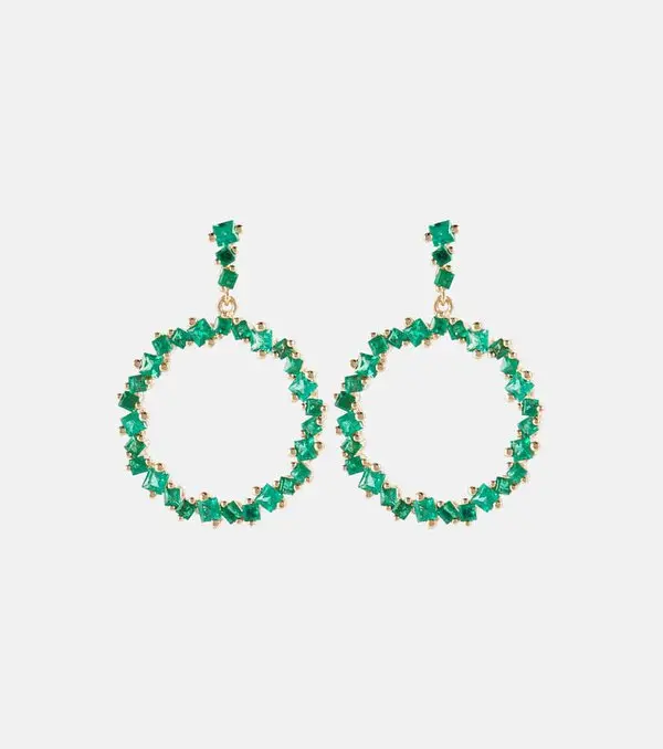 SUZANNE KALAN 18kt Yellow Drop Earrings With Emeralds - Gold