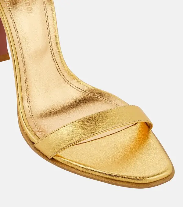 Amina Muaddi Kim Metallic Leather Sandals - Gold