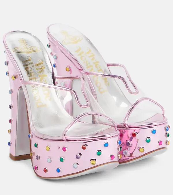 VIVIENNE WESTWOOD Candy Embellished Platform Mules - Pink