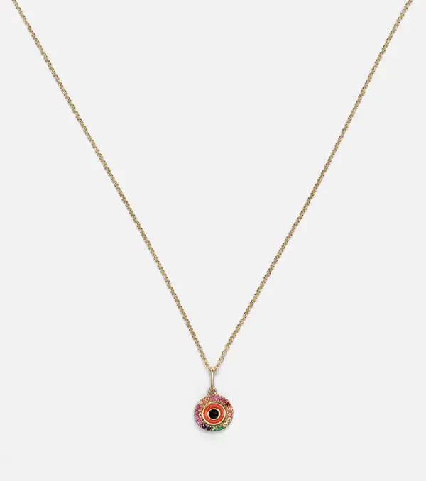 SYDNEY EVAN Evil Eye 14kt Yellow Diamond Necklace