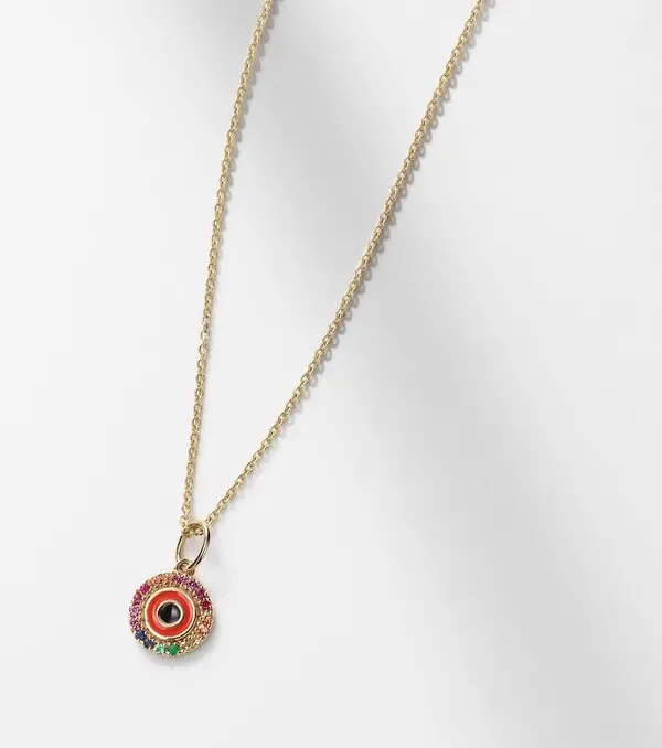 SYDNEY EVAN Evil Eye 14kt Yellow Diamond Necklace