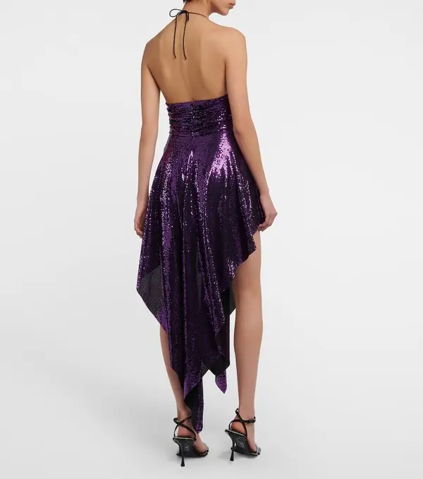 Alexandre Vauthier Embellished Asymmetrical Midi Dress - Purple