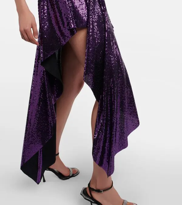 Alexandre Vauthier Embellished Asymmetrical Midi Dress - Purple