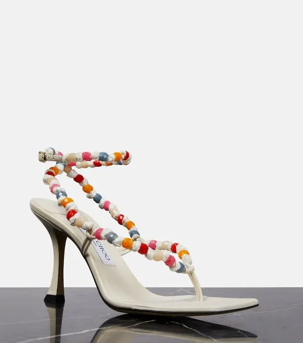 JIMMY CHOO Amiral 90 Embellished Leather Sandals