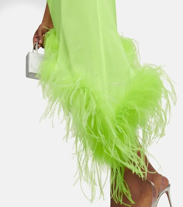 green emerald velvet dress Sage Green Feather Midi Dress – Rosies Closet main image 1