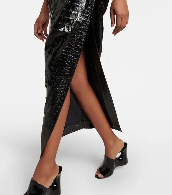 Alaïa Asymmetric Croc-effect Midi Dress