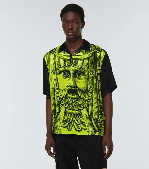 Versace Printed Satin Bowling Shirt