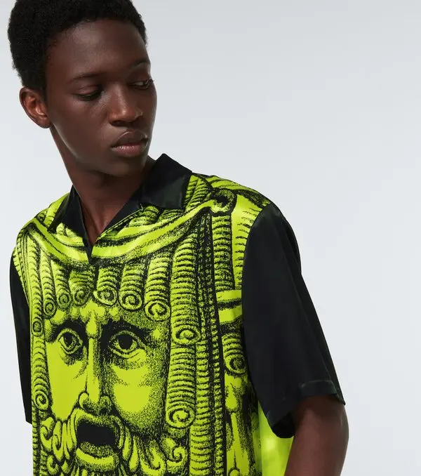 Versace Printed Satin Bowling Shirt