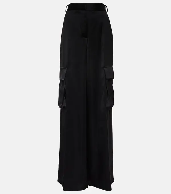 Versace High-rise Wide-leg Cargo Pants - Black