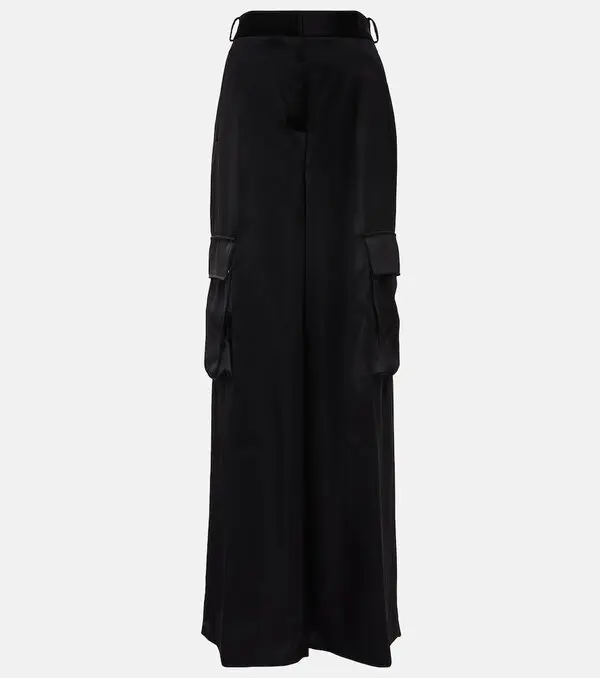 Versace High-rise Wide-leg Cargo Pants - Black